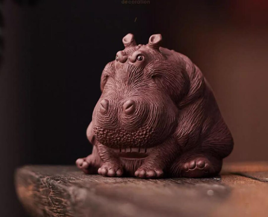 Chinese Yixing Duan Clay Hippo Tea Pet Zisha Handmade Hippopotamus Tea ...