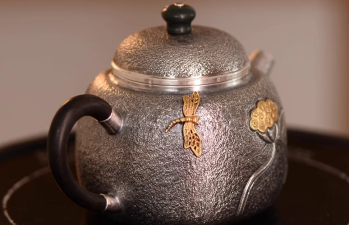 180ml Ancient Craftsmanship 999 Pure Silver Dezzhong Teapot Kettle Tea ...