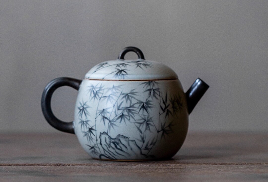 175cc Chinese Ceramic Handmade Bamboo Teapot Porcelain Gongfu Tea Pot ...