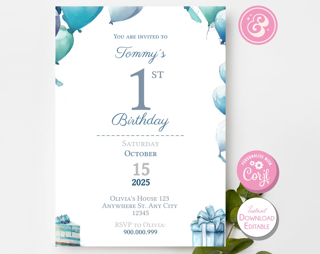 Birthday Invitation Birthday Boy Template Instant Download - Etsy