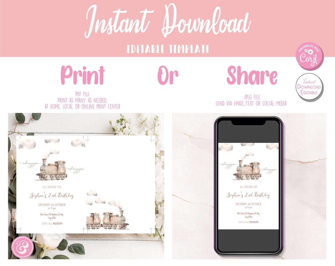 Birthday Invitation, Birthday Girl, Template, Instant Download Editable ...