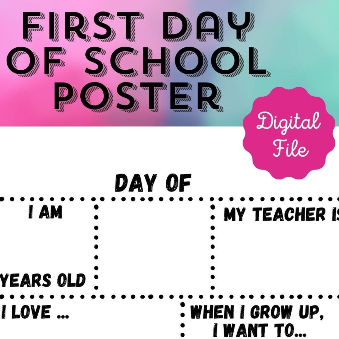 First Day of School Poster - Etsy