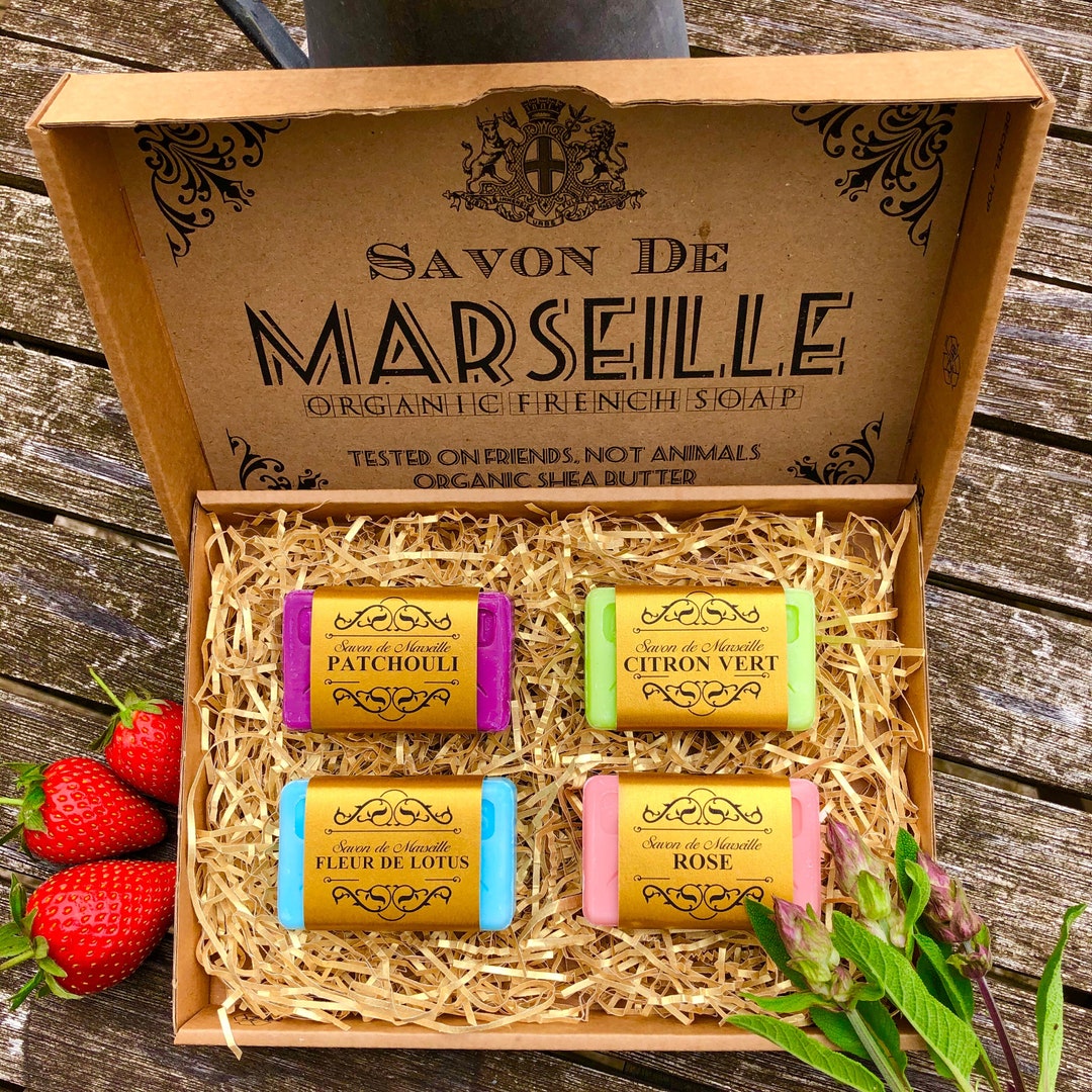 Savon De Marseille X4 60g Soap Gift Box French Natural Soap Organic Vegan Shea Butter Body ...