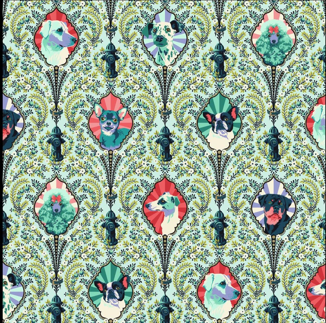 Tula Pink Besties /puppy Dog Eyes /bluebell /free Spirit Fabrics /BTY ...
