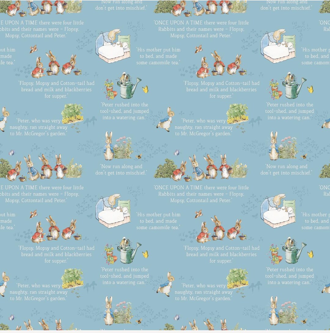 The Tale of PETER RABBIT /TEXT /blue /beatrix Potter /riley Blake ...
