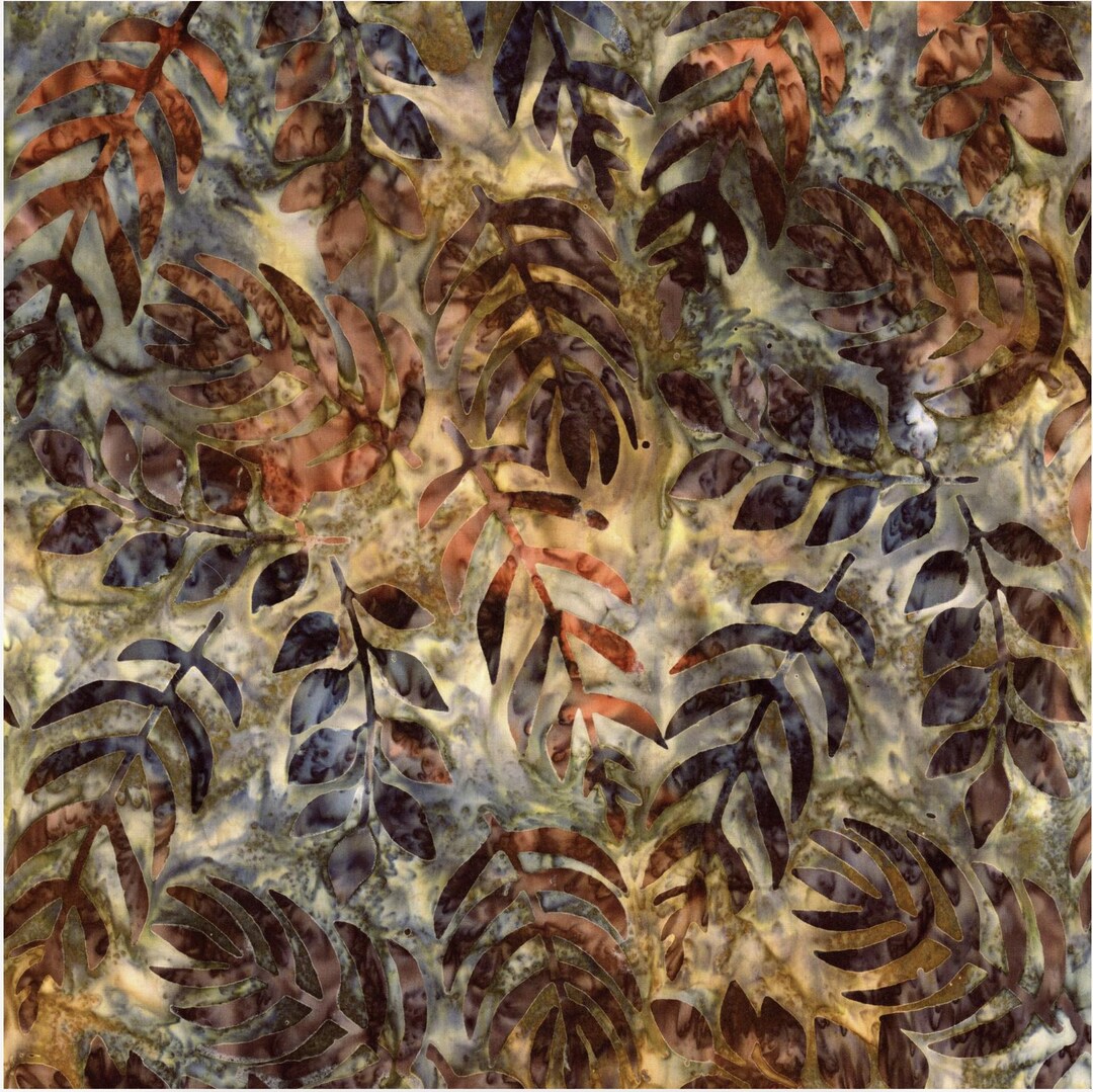 Floral Reflections: Mocha Chestnut Batik Quilting Cotton Fabric by the ...
