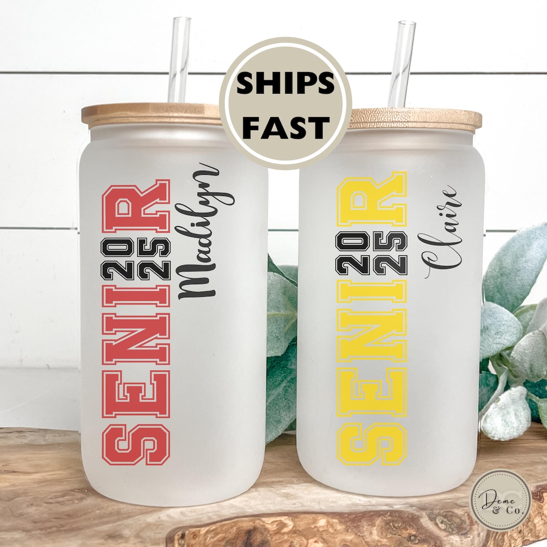 Personalized Graduation Gift, Senior 2025 Glass Cup, Custom Class of ...