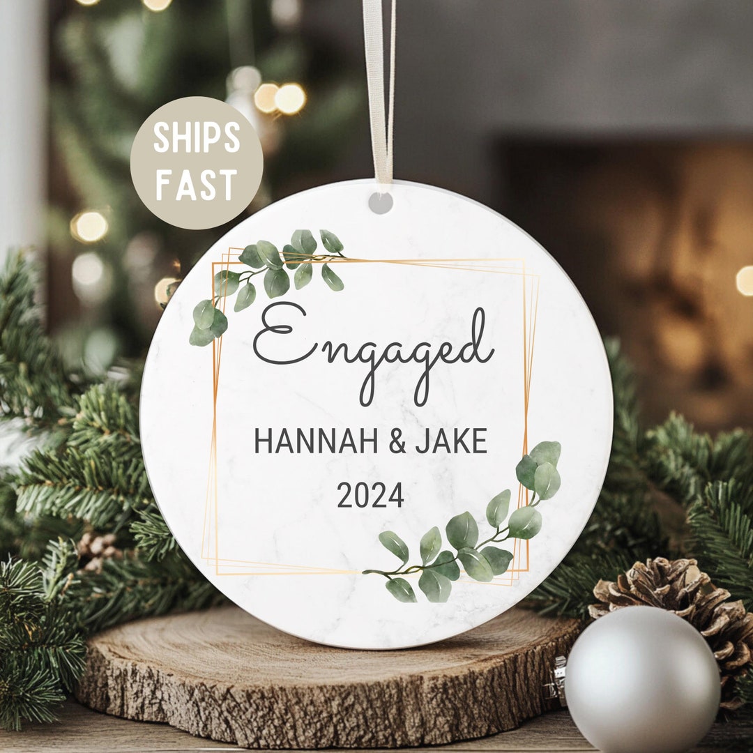 Personalized Engagement Gifts Ornament, First Christmas Engaged Gift ...