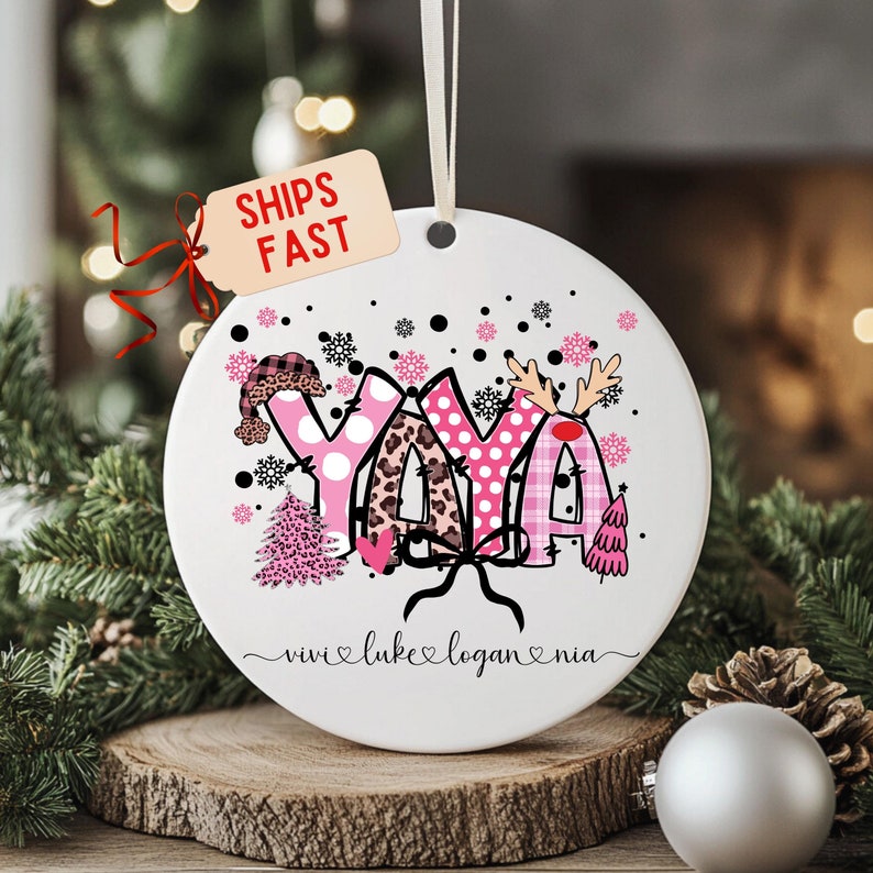 Personalized Grandma Ornament, Custom Grandkids Names Grandmother to Be ...