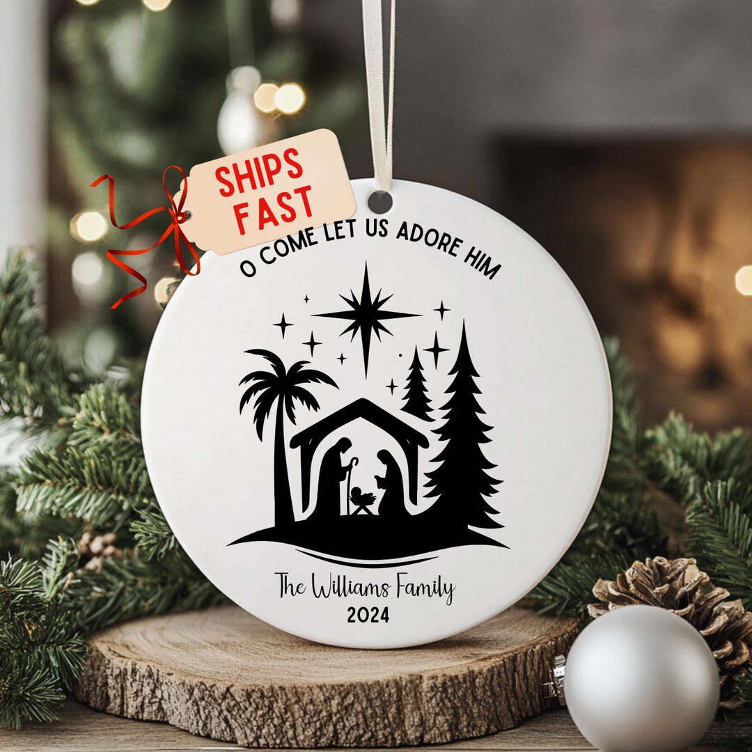 Nativity Christmas Ornament, Nativity Scene Minimalist Ornament, Merry ...