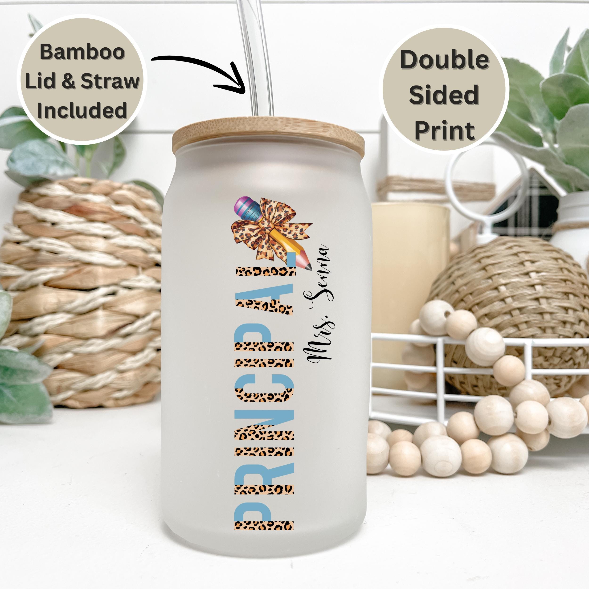 Custom Principal Glass Cup, Personalized Principal Frosted Glass ...