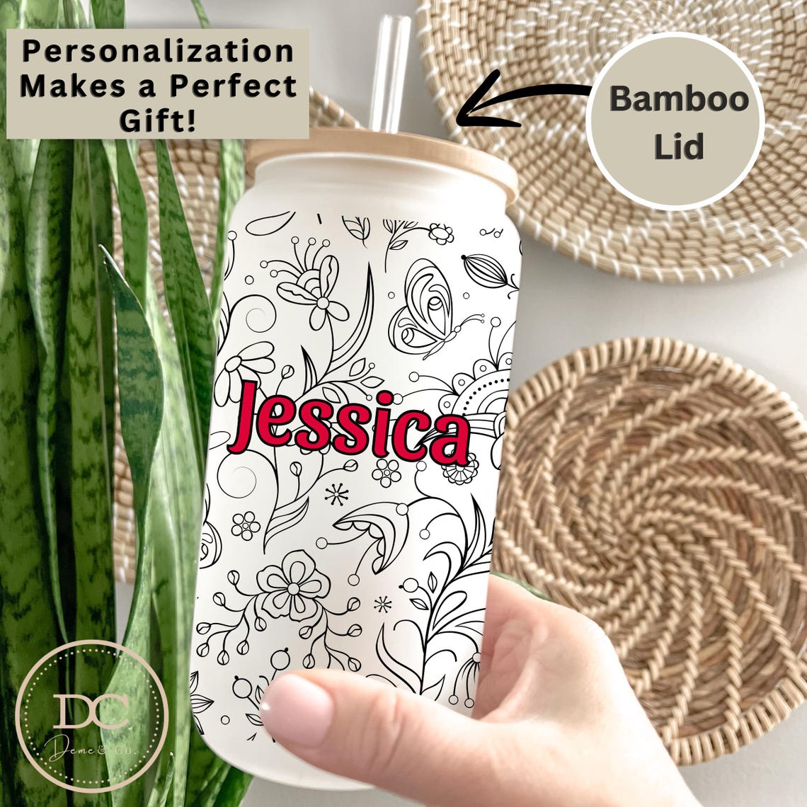June Personalized Birth Flower Frosted Glass Cup, Custom Frosted ...