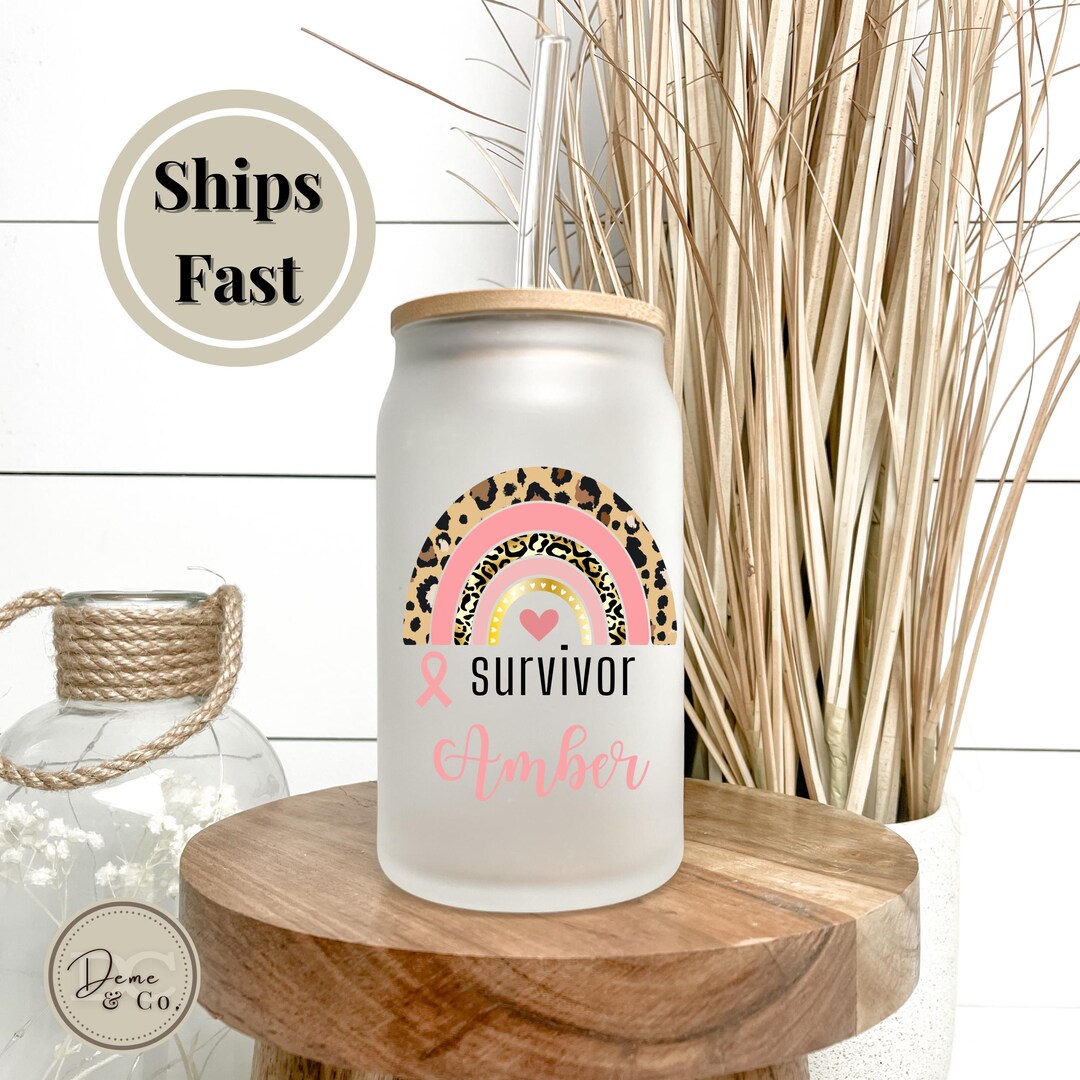 Custom Breast Cancer Survivor Glass Cup for Warrior, Personalized ...