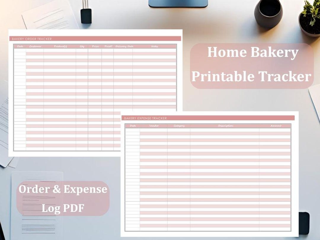 Printable Bakery Order & Expense Tracker | PDF Small Business Log ...