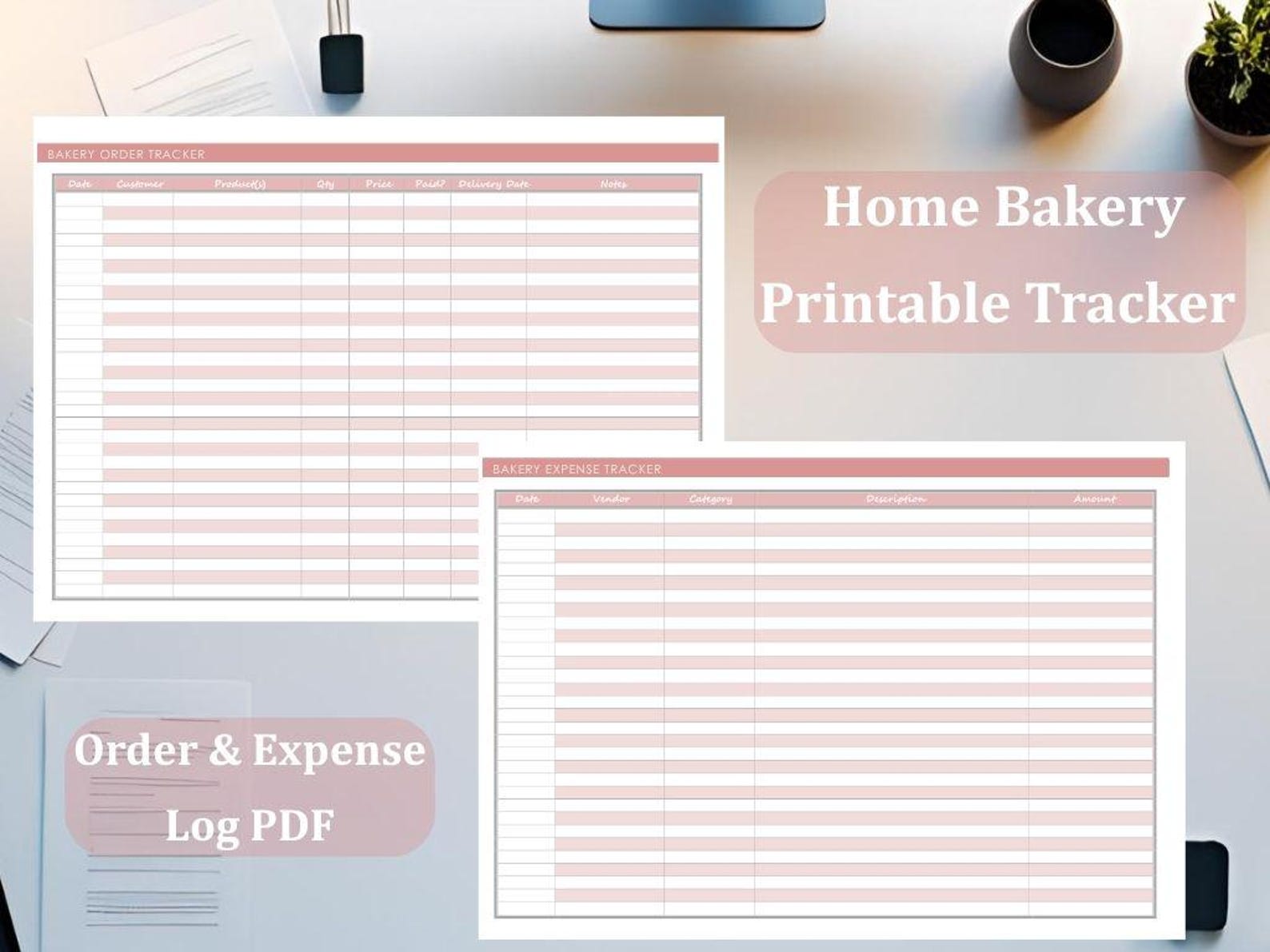 Printable Bakery Order & Expense Tracker | PDF Small Business Log ...