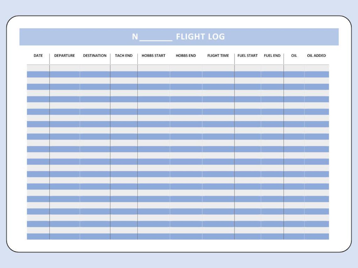 Printable Aircraft Flight Log | Aviation Recordkeeping (PDF) - Etsy