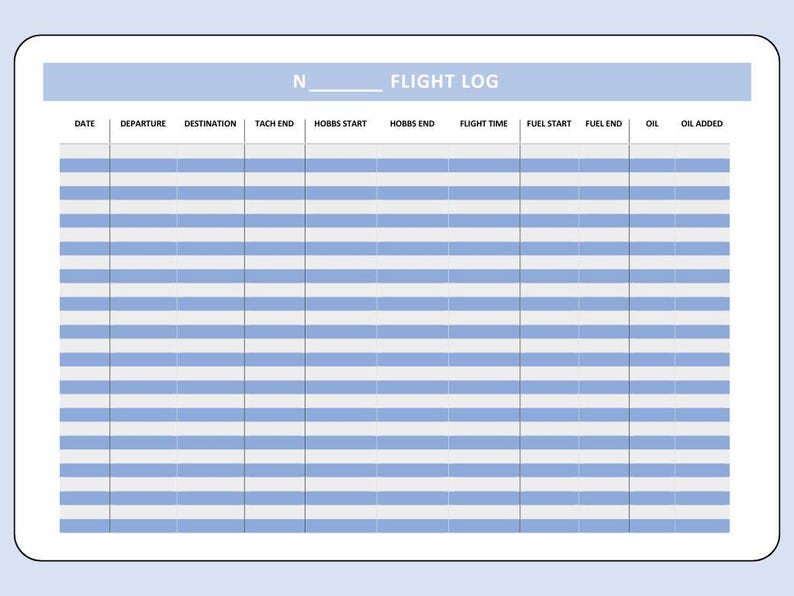Printable Aircraft Flight Log | Aviation Recordkeeping (PDF) - Etsy