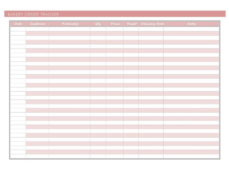 Printable Bakery Order & Expense Tracker | PDF Small Business Log ...