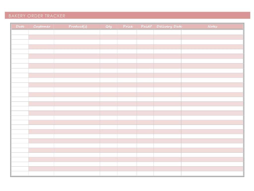 Printable Bakery Order & Expense Tracker | PDF Small Business Log ...