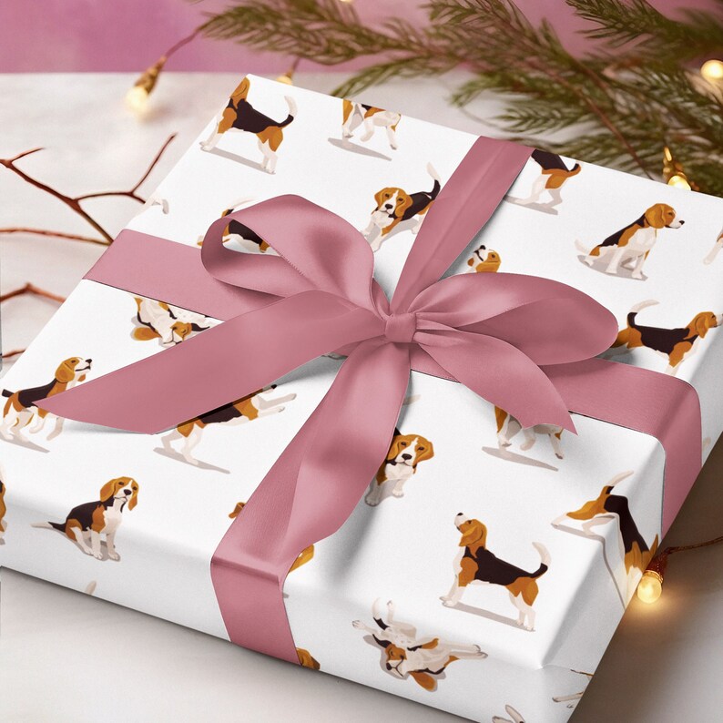 Beagle Dog Wrapping Paper, Dog Lover Gift, Cute Pet Paper, Birthday ...