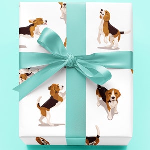 Beagle Dog Wrapping Paper, Dog Lover Gift, Cute Pet Paper, Birthday ...