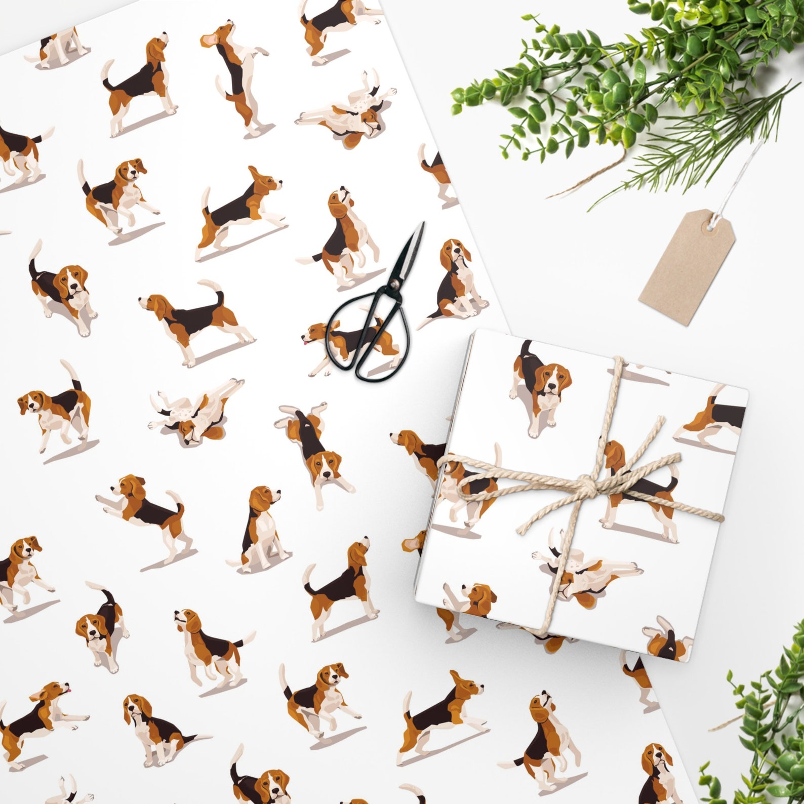 Beagle Dog Wrapping Paper, Dog Lover Gift, Cute Pet Paper, Birthday ...
