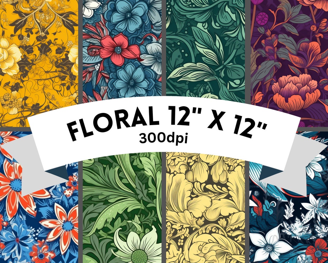 Seamless Floral Digital Paper Designs, Floral Scrapbook Paper - Etsy