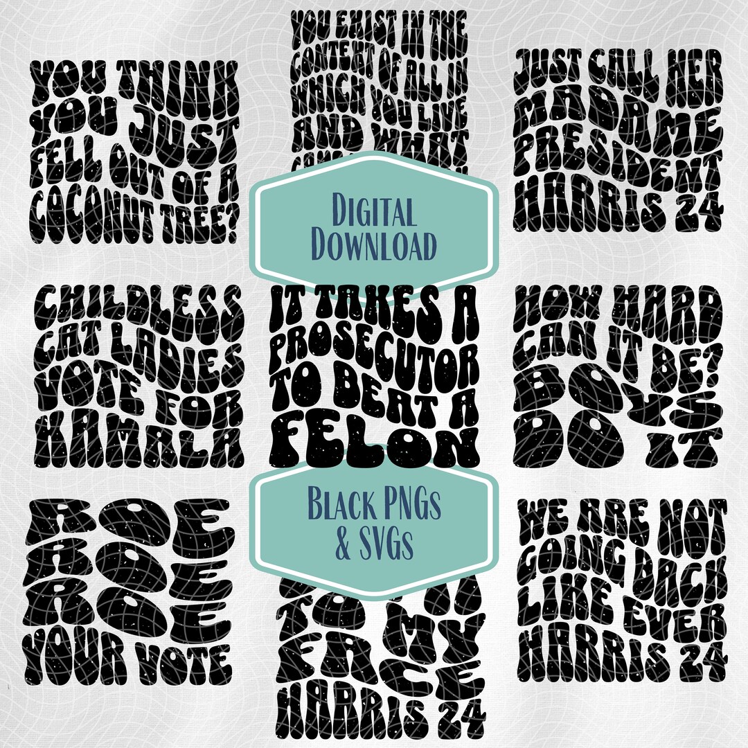Kamala Harris President 2024 SVG PNG Bundle, Vote Blue, Feminist ...