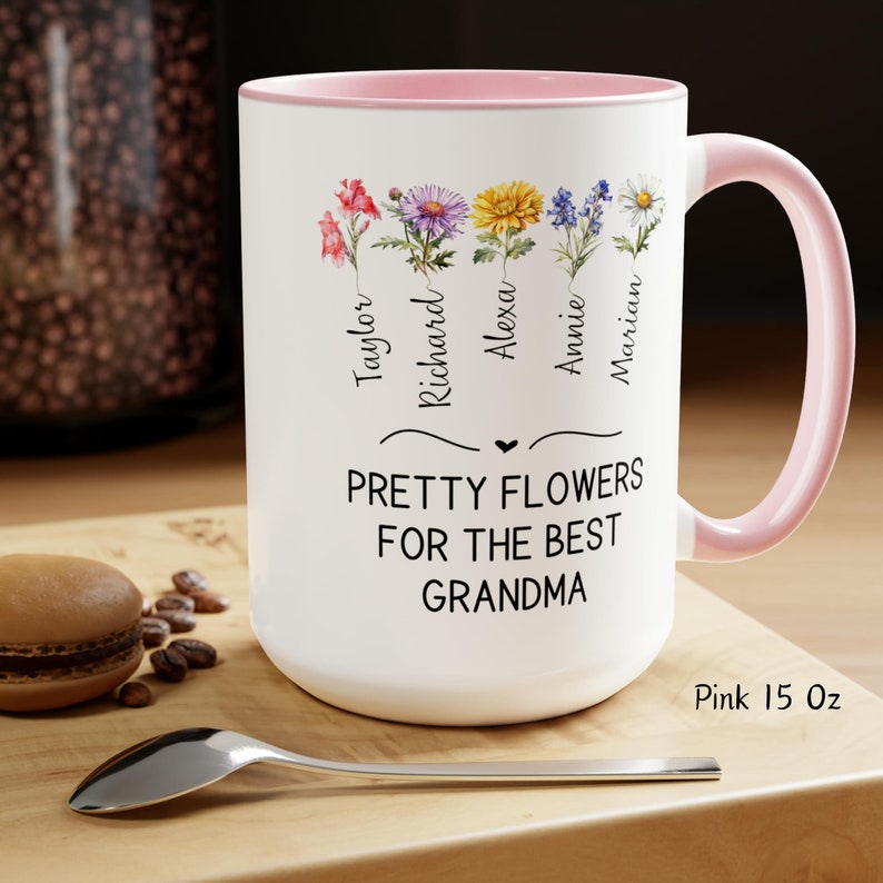 Grandma Birth Month Flower Mug Custom Grandma's Garden Mug Personalized ...