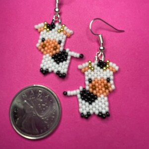 Cute Cow Beaded Earrings - Etsy