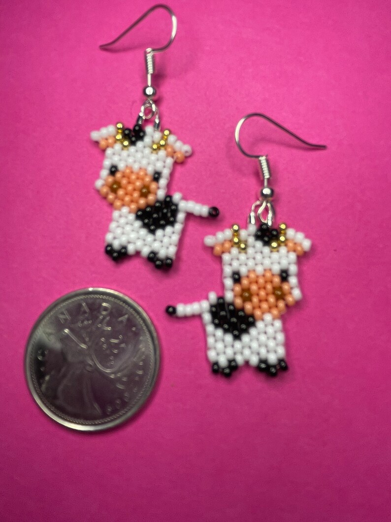 Cute Cow Beaded Earrings - Etsy