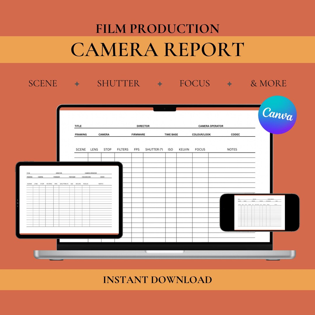Film Production Camera Report Template | Canva Log Sheet (digital ...