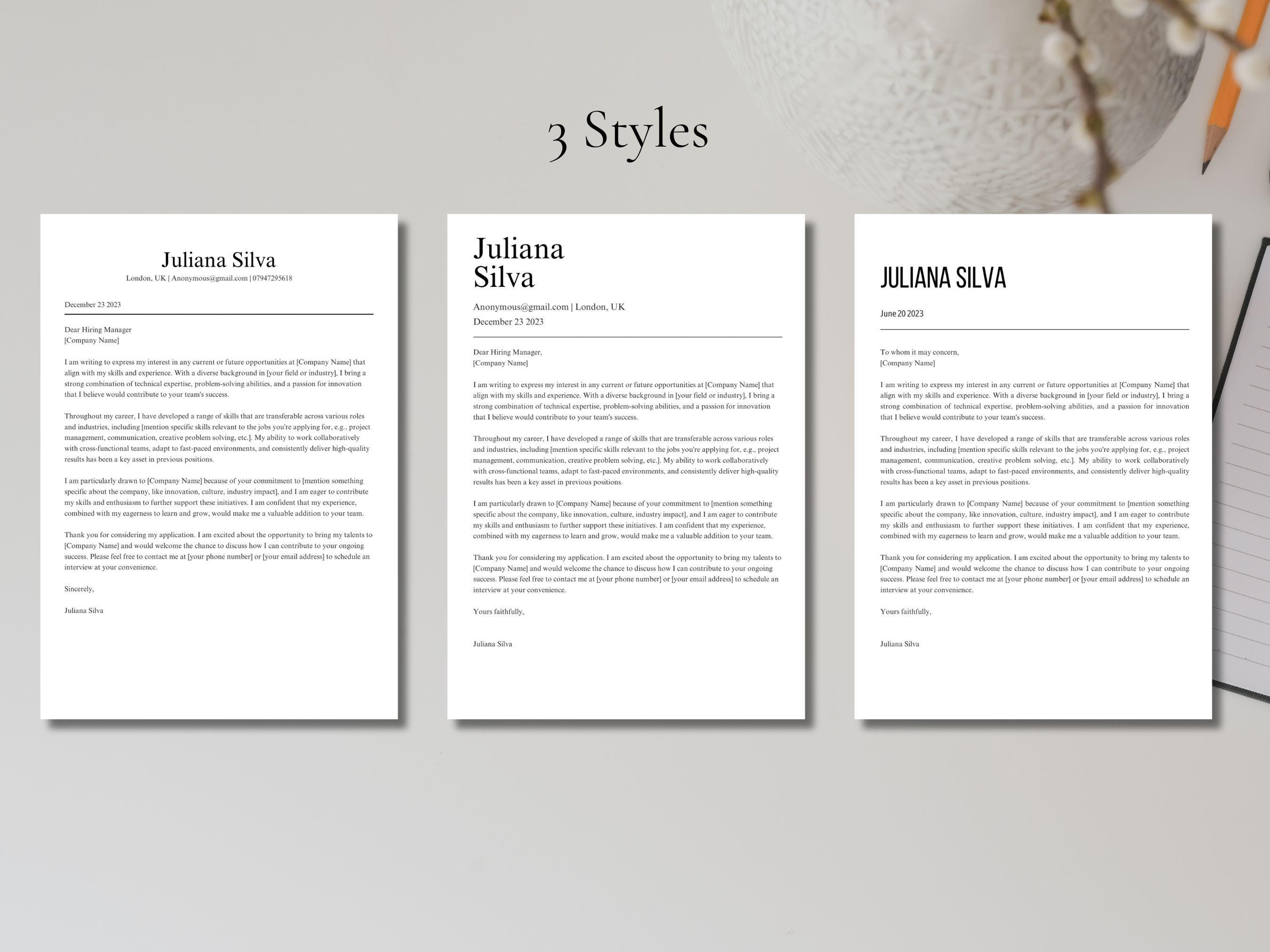 Professional Cover Letter Template, Modern Cover Letter, Basic Cover ...