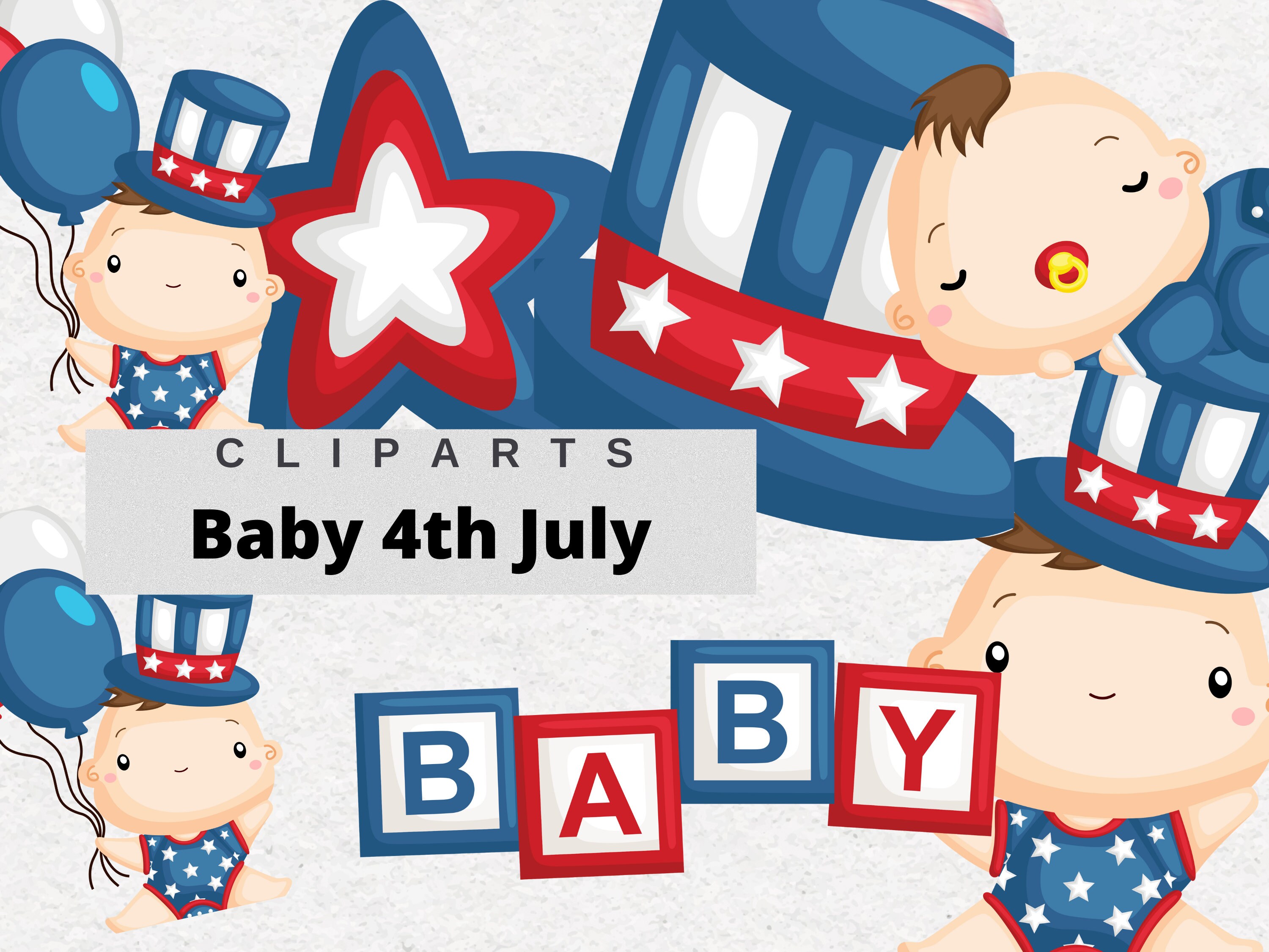 45 Patriotic Baby Clipart 4th of July Babies Balloons Independence Day ...