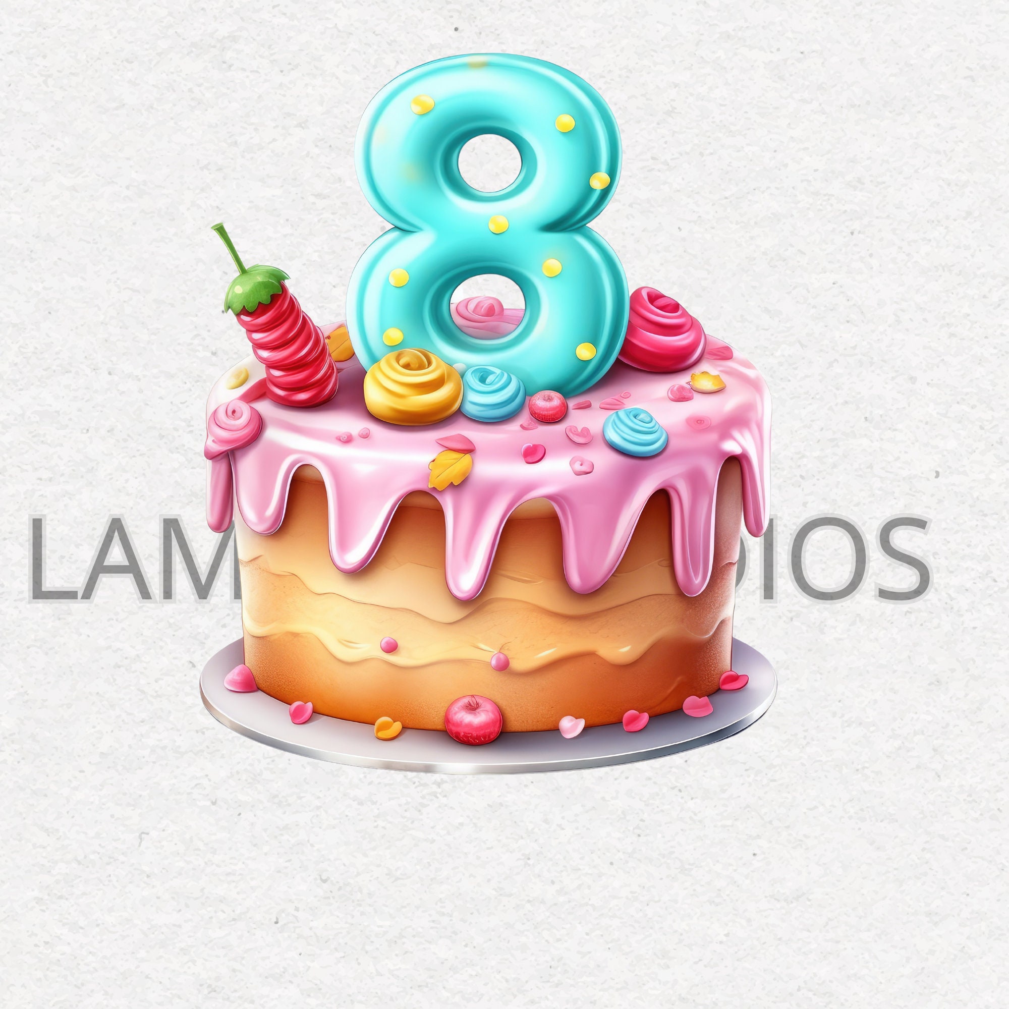 Birthday Numbers Clipart: 0-9 Candy Toppings PNG Files for Cakes ...