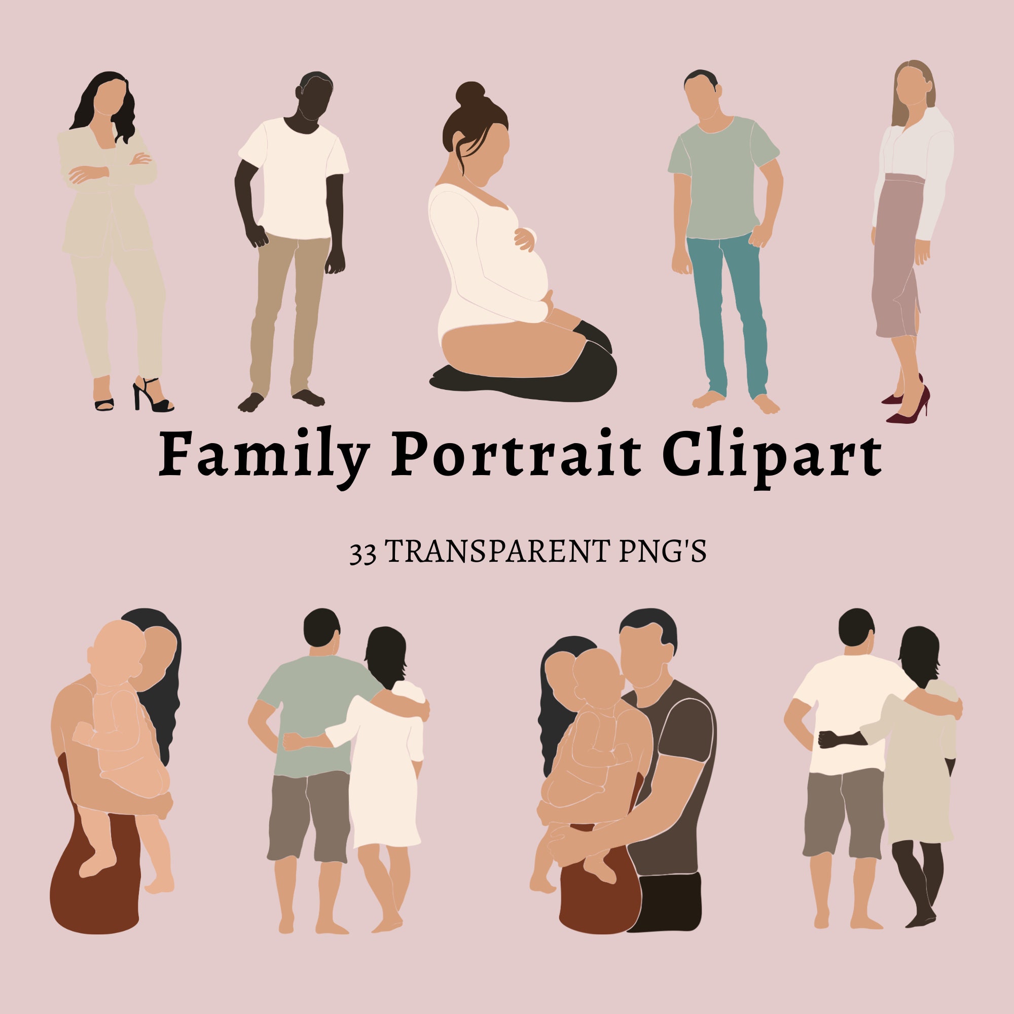 Watercolor Family Clipart Family Clipart Bundle Mother Father Brother ...