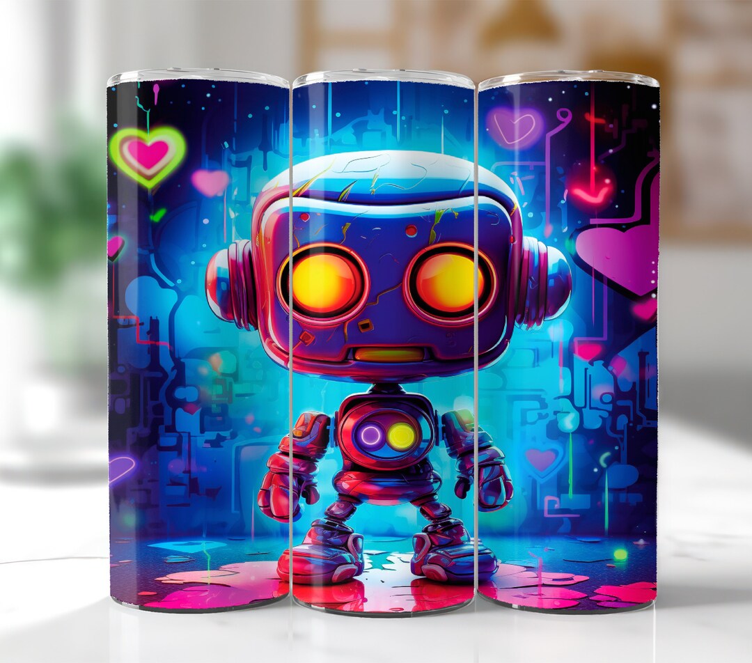 Robot 20 Oz Skinny Tumbler Sublimation Design Digital Download - Etsy