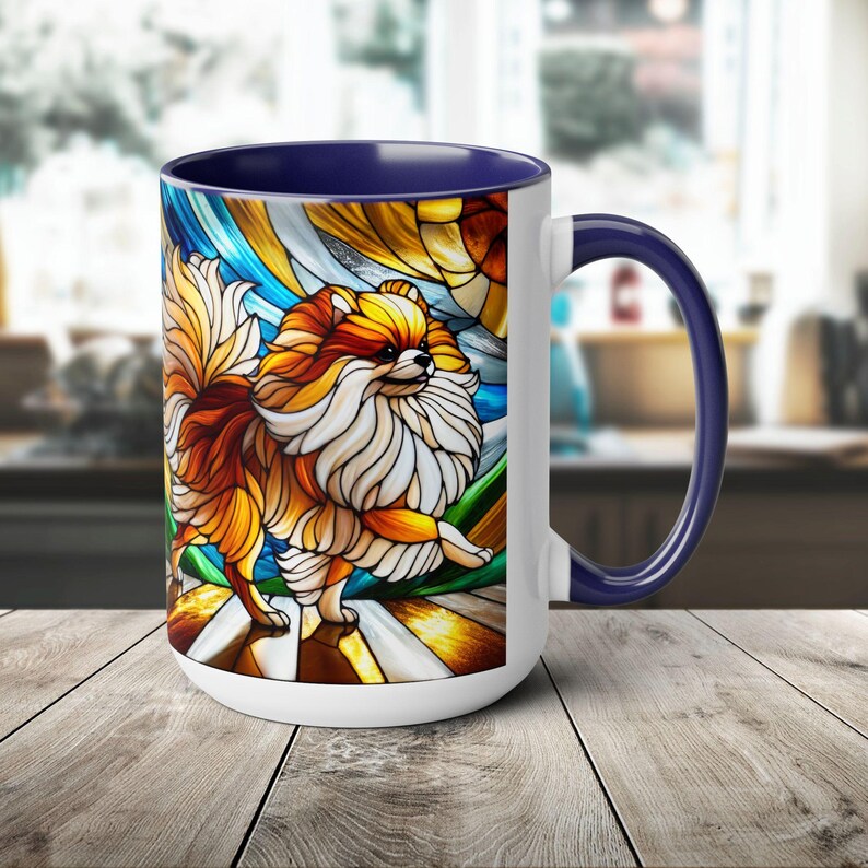 Pomeranian Stained Glass Style Mug - Cute Pomeranian Dog Gift, Pom Pom ...