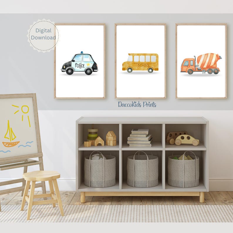 Transport Nursery Prints, Boy Room Wall Art, Boy Nursery Cars Decor ...