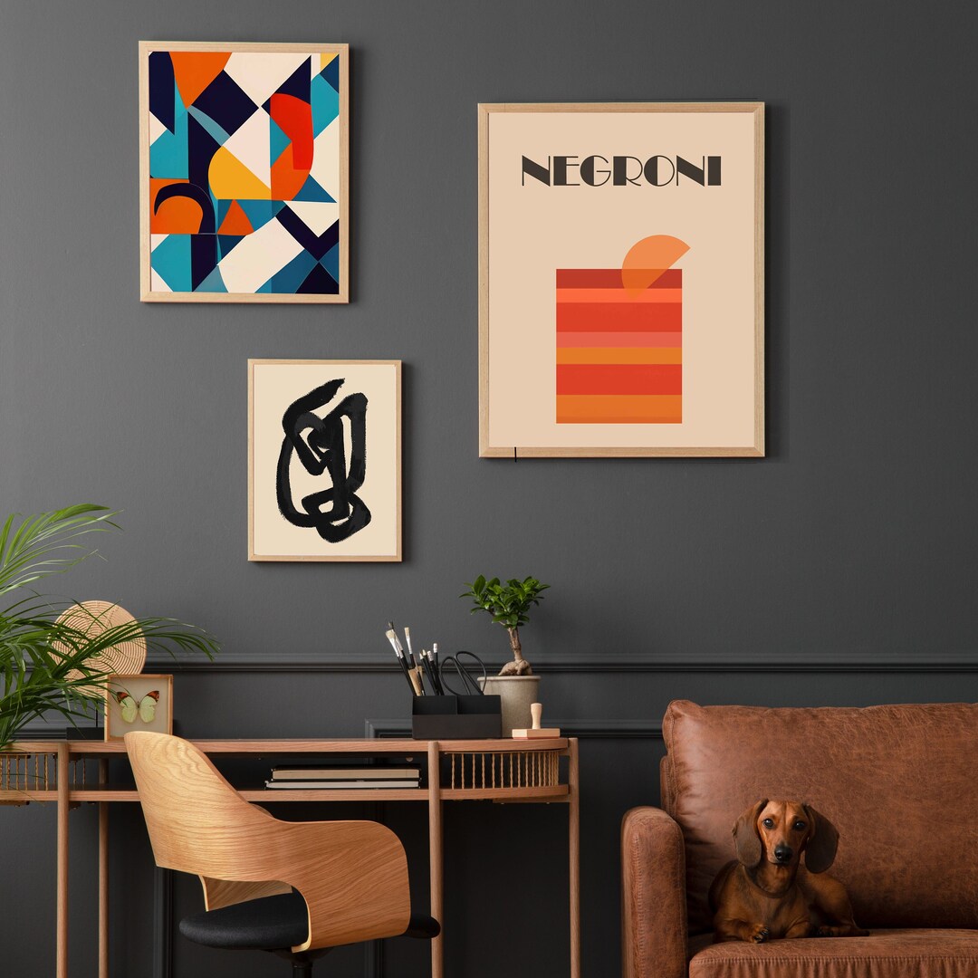 Negroni 3 Poster Bundle, With Modern Abstracts Wall Art, Modern Tan and ...