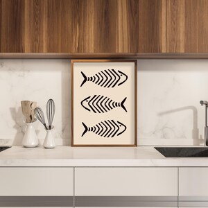 Three Fish Black on Tan Printable Download, Sketched Fish Art With Tan ...