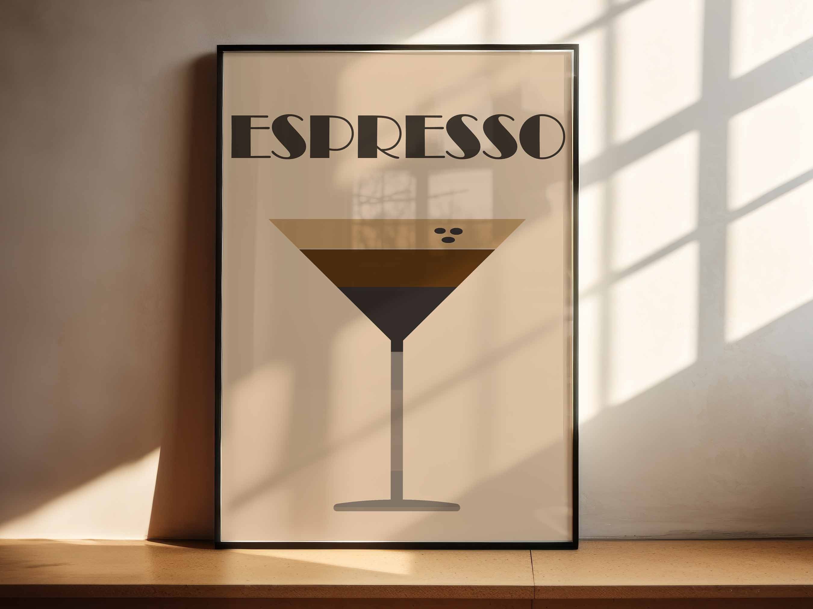 Espresso Martini Minimalistic Retro Cocktail Wall Art Poster Cute Bar ...