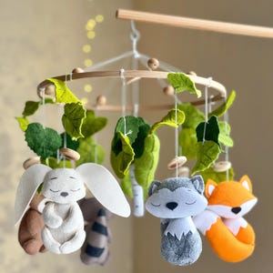 Baby Mobile Forest, Woodland Animals Nursery Decor, Musical Mobile With ...