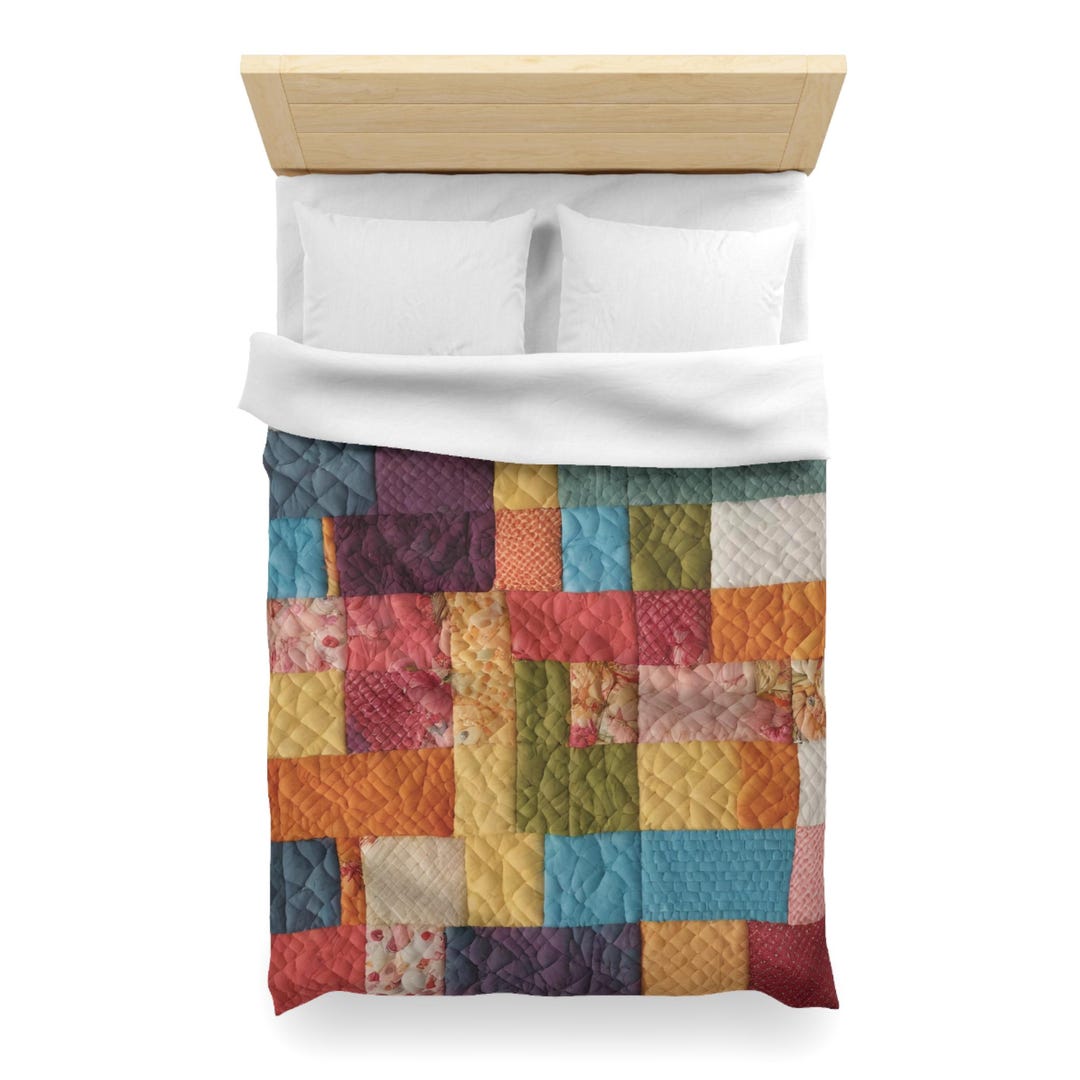 Traditional Swedish Patchwork Quilt-look Pattern Microfiber Duvet Cover ...
