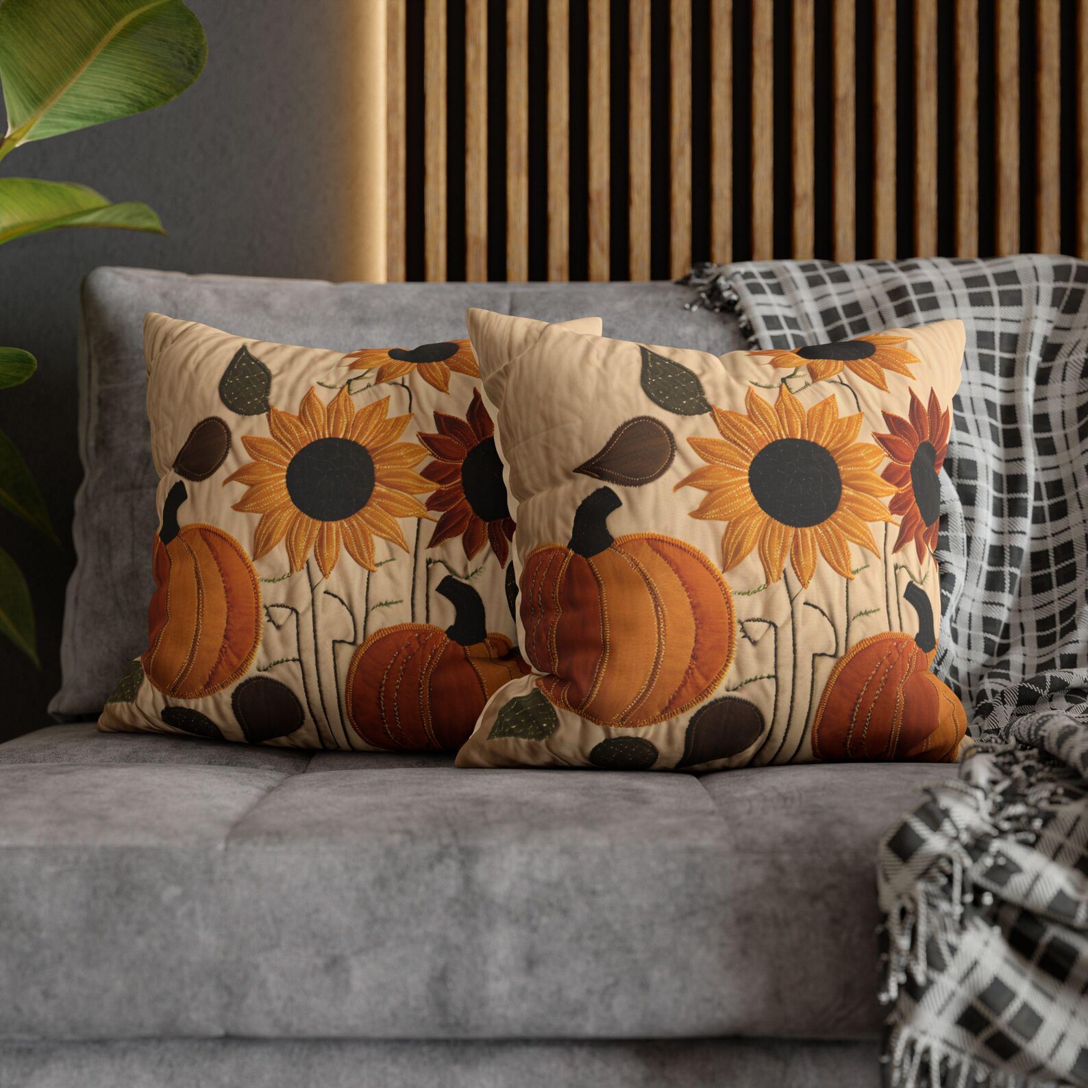 Sunflowers and Pumpkins Square Poly Canvas Pillowcase - Etsy