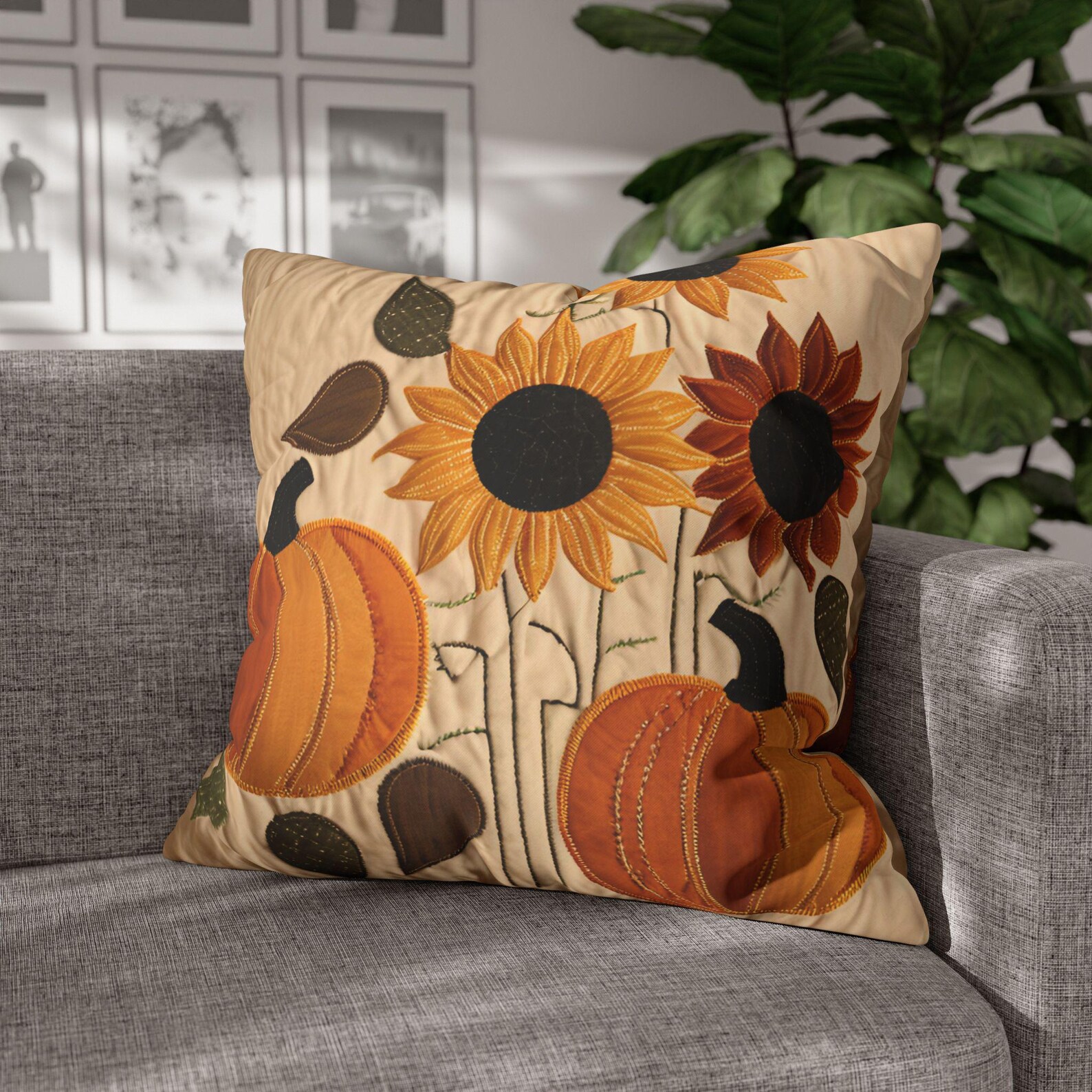 Sunflowers and Pumpkins Square Poly Canvas Pillowcase - Etsy