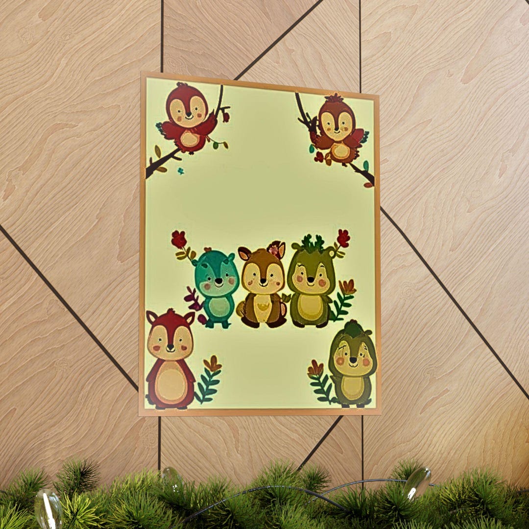 Adorable Woodland Creatures Wall Art, Vertical Poster, Matte Print ...