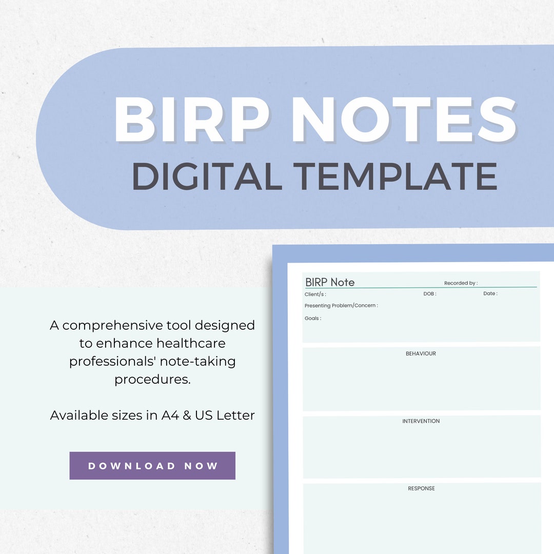 BIRP Notes Digital Template, Effective Note-taking Tool for Therapists ...
