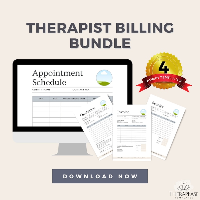 Therapist Billing Template Bundle, Invoice, Quotation, Receipt ...