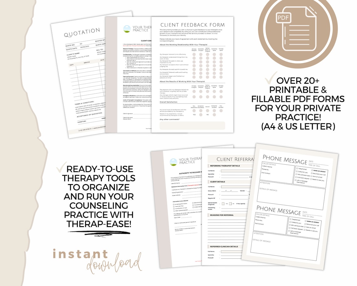 Counseling Forms & Paperwork Bundle, Therapist Paperwork Bundle, Forms ...